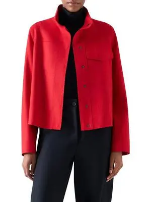 Akris Felted Wool Blend Boxy Jacket - Rusty Red