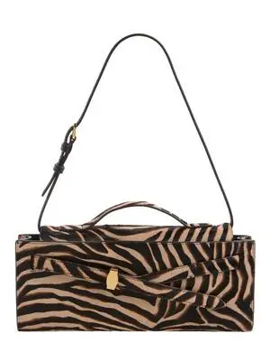 Veronica Beard Genuine Calf Hair Clutch With Belted Detail - Tan Multi