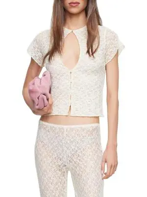 Lioness Love Letters Lace Keyhole Top - Lemon