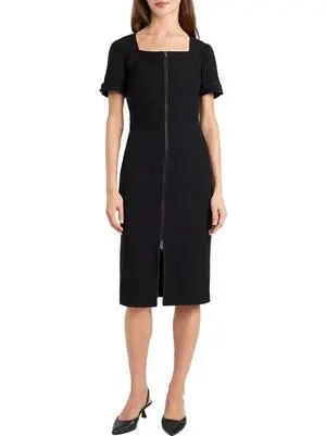 Santorelli Bri Midi Dress In Soft Stretch Crepe - Onyx