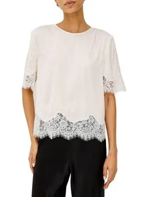 Rails Sonora Lace Trim Short Sleeve Top - Ivory