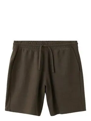 Mango Textured Drawstring Bermuda Shorts - Brown