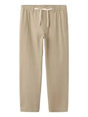 Mango Relaxed Fit Cotton & Linen Pants - Beige