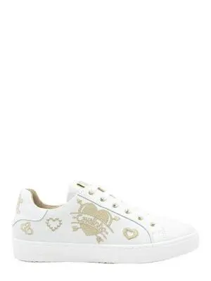 CAVALINHO Golden Love Embroidered Leather Sneakers - White