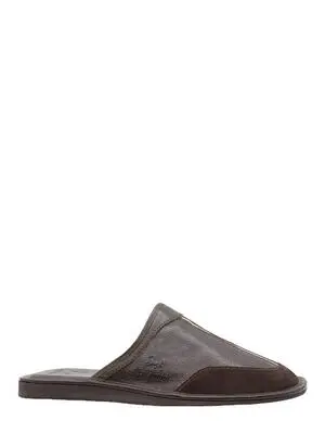 CAVALINHO Leather House Slippers With Suede Accents - Brown