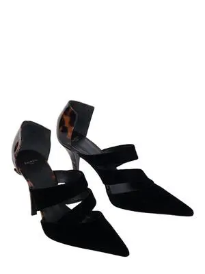 Balmain Velvet And Printed Patent Leather Courts - Black