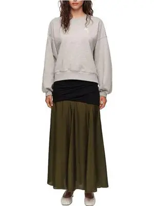 Bimba Y Lola Mixed-fabric A-line Midi Skirt - Black