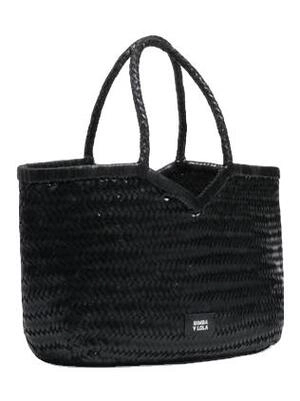 Bimba Y Lola Large Plaited Leather Shopper Bag - Black