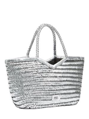 Bimba Y Lola Large Plaited Leather Shopper Bag - Silver