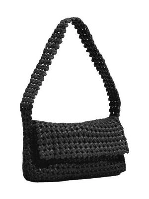 Bimba Y Lola Medium Woven Leather Hobo Bag - Black
