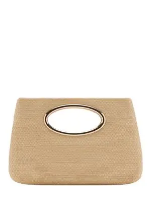 Mango Woven Faux Leather Frame Clutch - Beige