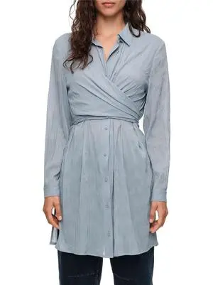 BIMBA Y LOLA BIMBA Y LOLA Pleated Long Sleeve Shirt With Classic Collar