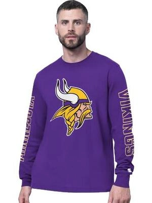 STARTER Minnesota Vikings Clutch Hit Ii Long-sleeve T-shirt - Purple
