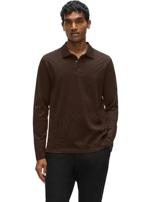 Karl Lagerfeld Monogram Long-sleeved Polo Shirt - Black/brow