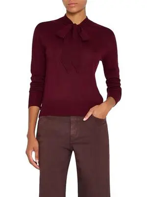 Kobi Halperin Felicity Merino Wool Tie Neck Sweater - Berry