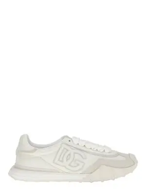 Dolce & Gabbana Athletic Fabric And Leather Lace-up Sneakers - White