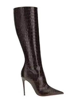 Paris Texas Vera Crocodile-effect Tall Boots - Brown