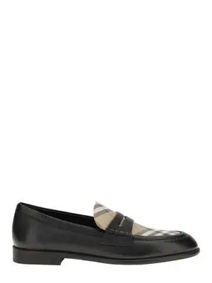 Burberry BURBERRY Opal Leather And Check Loafers Black