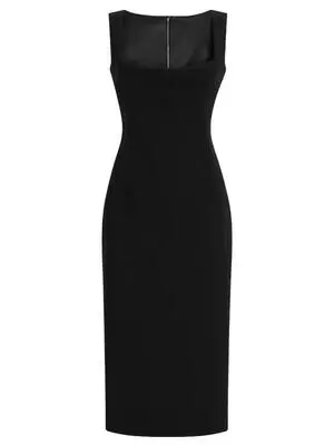 Dolce & Gabbana Sleeveless Floral Print Midi Dress - Black