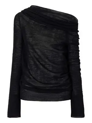 ANN DEMEULEMEESTER Tizziana Off-the-shoulder Wool Blouse - Black