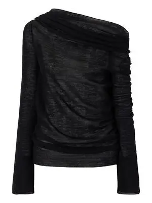 ANN DEMEULEMEESTER Tizziana Off-the-shoulder Wool Blouse - Black