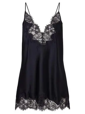 SKIMS Lace-trimmed Silk-blend Satin Slip Dress - Black