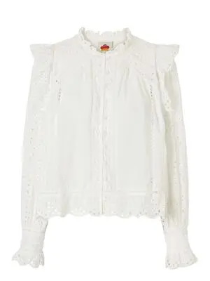 Farm Rio Broderie Anglaise Cotton Blouse - White