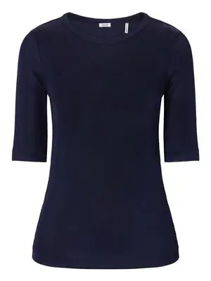 AGOLDE AGOLDE Saige Ribbed Stretch-Jersey T-Shirt Navy