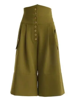 JULIA ALLERT High-waisted Cargo Culotte Shorts - Green