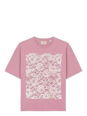 EFFEI Lumiere Lace Insert T-shirt - Pink
