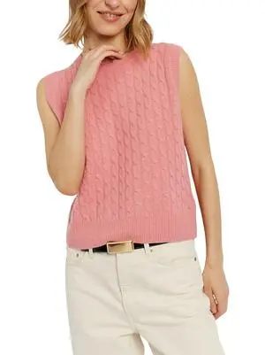 Chinti & Parker Pure Cashmere Cabled Tank - Salmon
