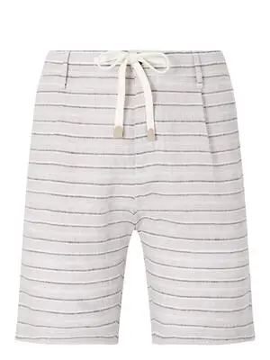 Eleventy Straight-leg Striped Linen Shorts - Neutrals