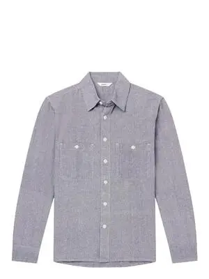 3SIXTEEN 3sixteen - Utility Cotton And Silk-Blend Chambray Shirt - Men - Gray - S