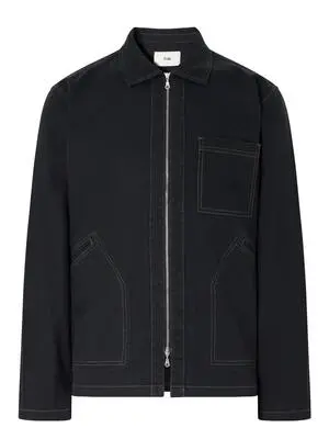 Folk Cotton-twill Zip-up Overshirt - Black