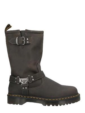 Dr. Martens Leather Buckled Boots - Grey