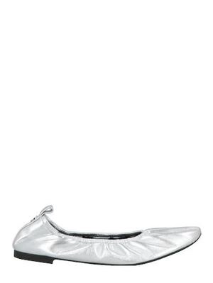Tory Burch Metallic Leather Ballet Flats - Silver