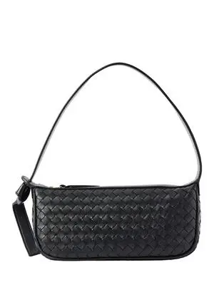 Bottega Veneta BOTTEGA VENETA Intrecciato 19 Leather Shoulder Bag Black
