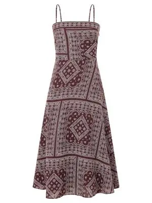 Veronica Beard Kitt Printed Cotton-blend Midi Dress - Burgundy