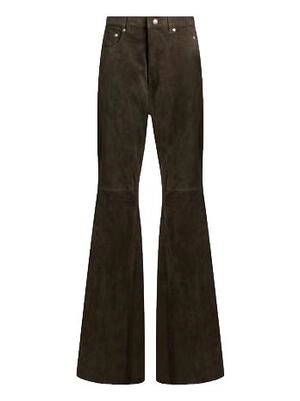 Rick Owens Dark Calfskin Flared Trousers - Brown
