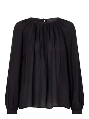 NILI LOTAN NILI LOTAN Saint Tropez Gathered Silk-Chiffon Blouse Black