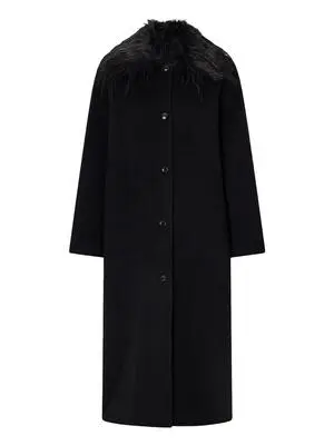 Loulou De Saison Plush-trimmed Wool And Cashmere-blend Coat - Black