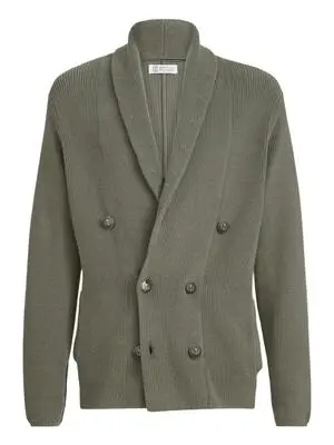 Brunello Cucinelli Double-breasted Knitted Cardigan - Khaki