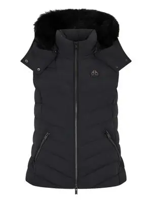 Moose Knuckles Elora Puffer Vest With Fur Hood - Black