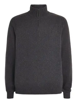 Sease Cashmere Mouliné Half-zip Sweater - Brown