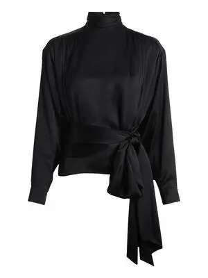 BALMAIN Balmain Silk Satin Tie-Neck Blouse