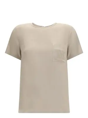 Max Mara Max Mara Pagano Embroidered Logo Pocket T-Shirt Beige