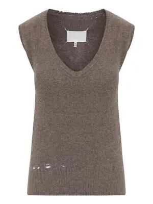 MAISON MARGIELA Distressed Knitted Vest - Light Brown