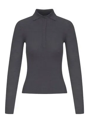 Max Mara Max Mara Long Sleeve Knit Top With Collar Black