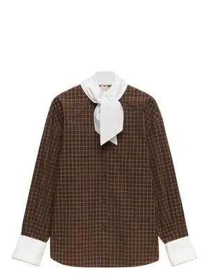 Marni MARNI Checked Poplin Shirt With Neck Tie Teak