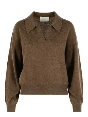 LISA YANG Katriel Collared Knitted Sweater - Brown